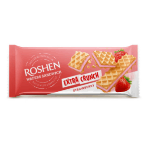 Roshen Wafers Sandwich Extra Crunch Strawberry, 142g | HyloMart